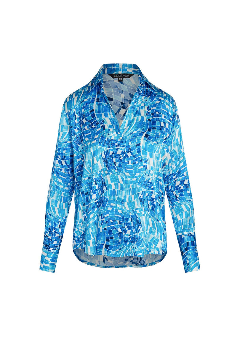 Catherine Gee Daria French Cuff Silk Blouse | Pool Mosaic | Final Call ...