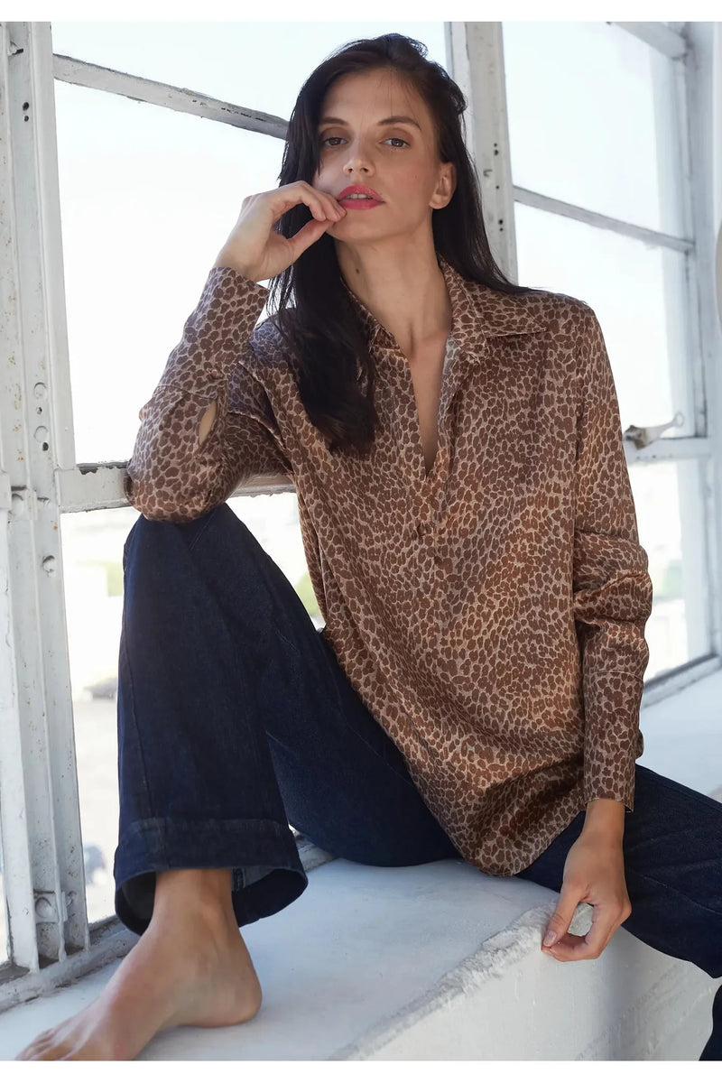 Catherine Gee Daria French Cuff Silk Blouse | Elegant Leopard | Final ...