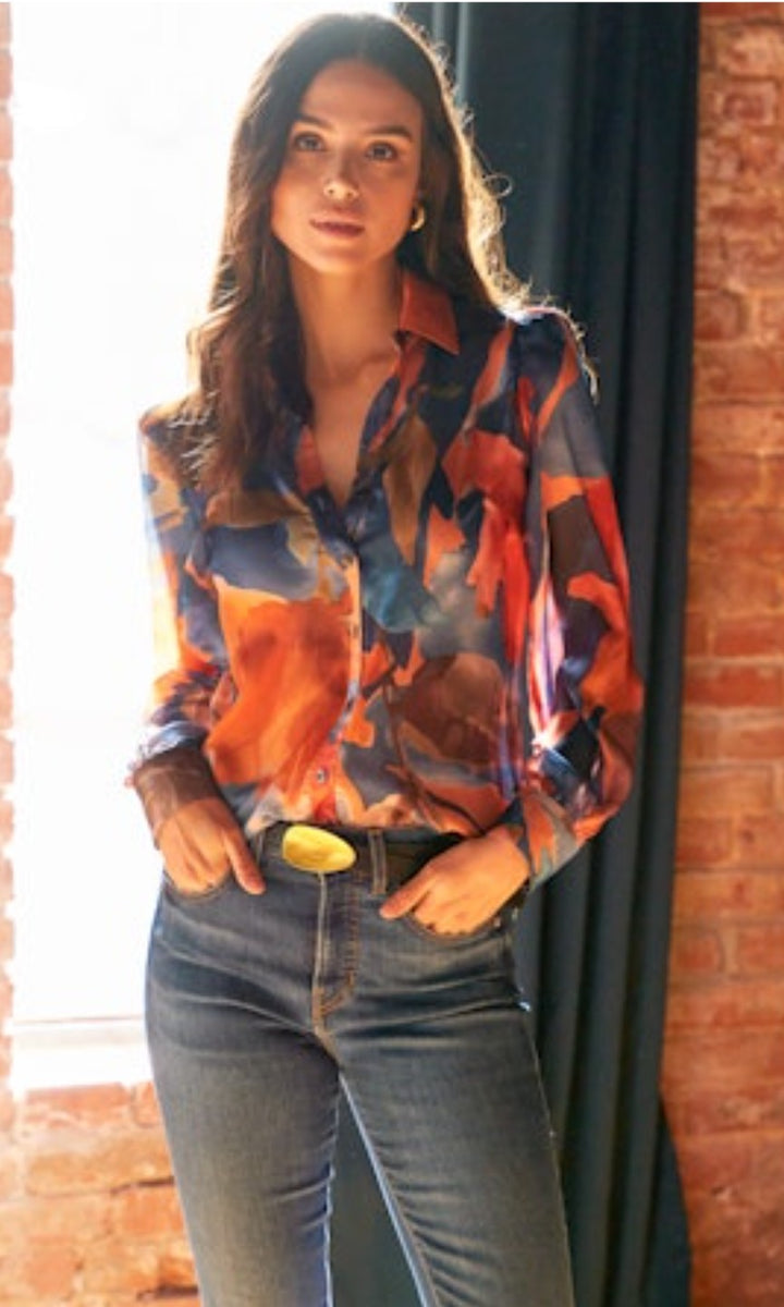 Finley Shirts Colette Sunset Floral Blouse 3592095F | Sunset Floral ...