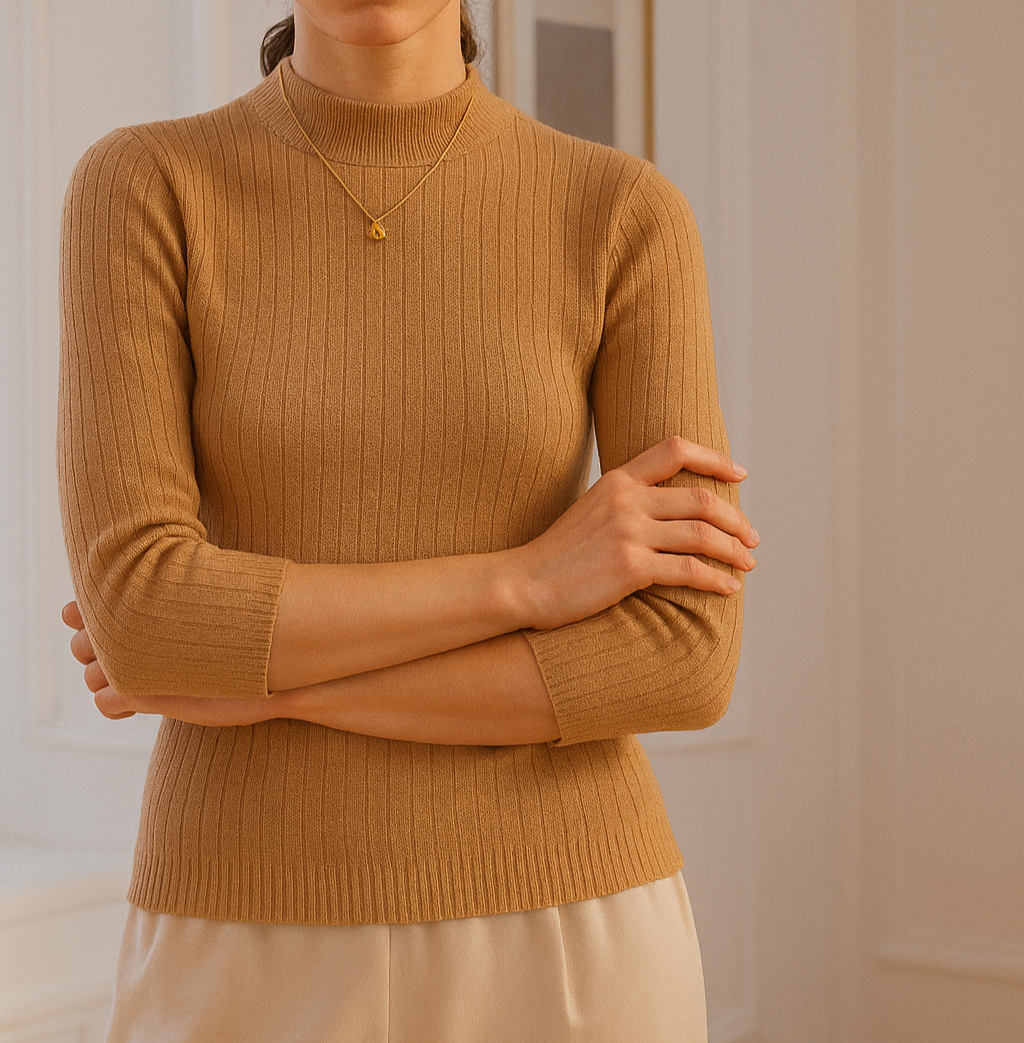 W. Cashmere Cecilia Fine Gauge Cashmere Mock 21FH18FW24 | Tan ...