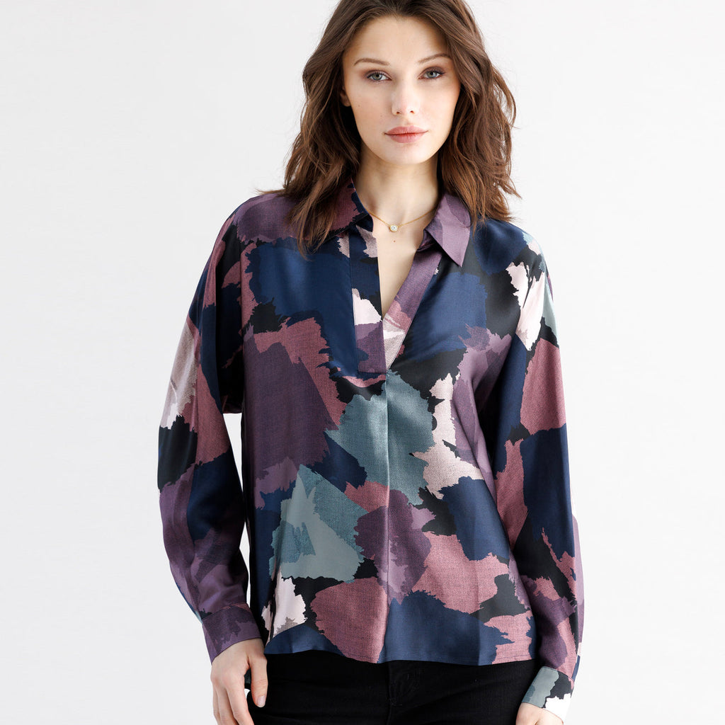 go by Go Silk Go Ease Up Top Printed T1722 | Puzzling Piece Print Ink ...