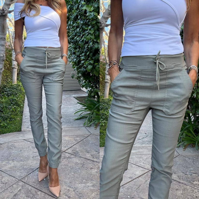 Bevy Flog Tali Drawstring Jogger Pants | Green Herringbone – Robertson ...