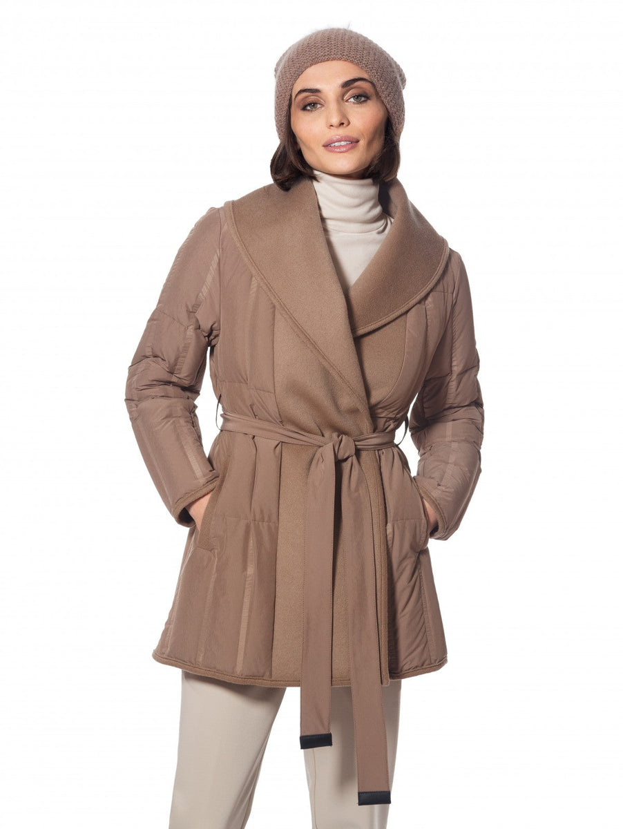 Linda Richards 30" Wool Goose Down Wrap Coat 9032 | Camel – Robertson ...