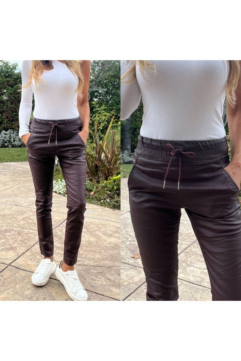 Bevy Flog Shely Drawstring Pants | Plum/Burgundy Vegan | Shop Flog Pan ...